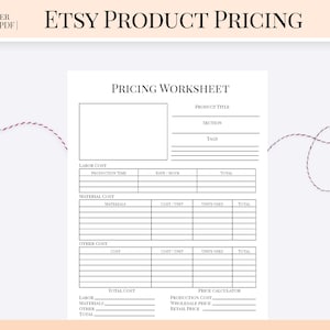 Etsy Product Pricing Worksheet Etsy Business Planner Etsy - Etsy