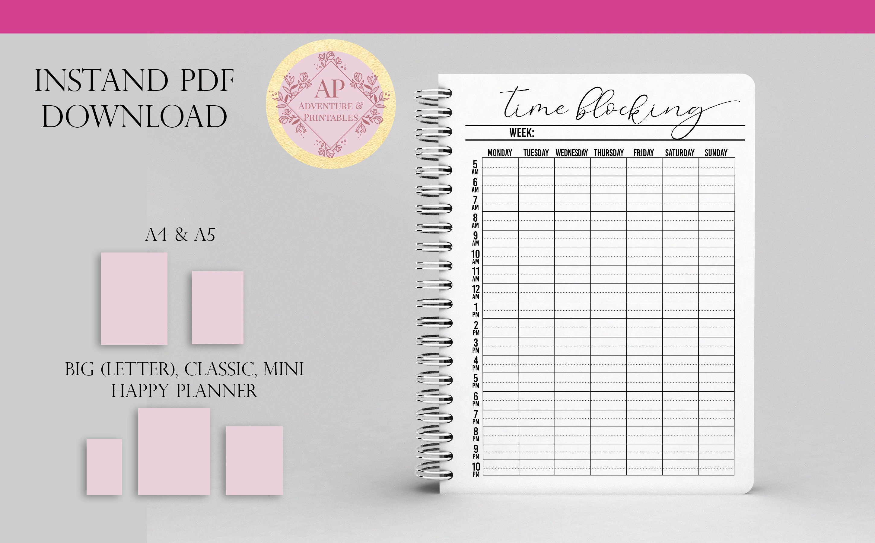 Time Blocking Planner Student Time Blocking Studying Time - Etsy