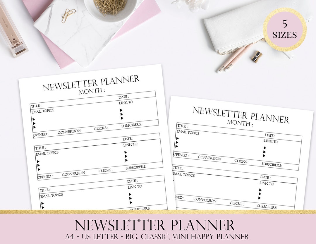 Newsletter Planner, Email Marketing Printable Planner, List Building ...