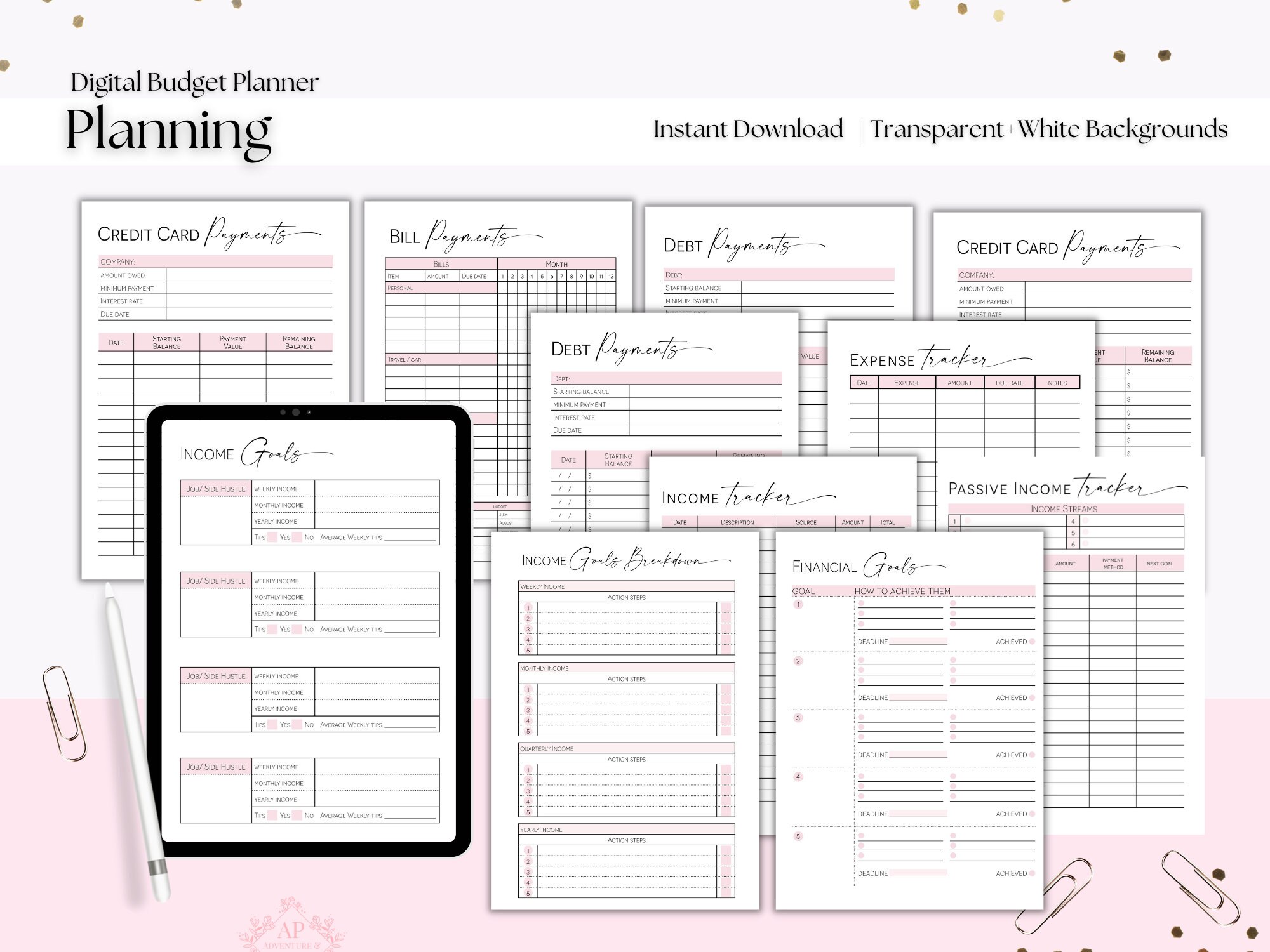 Budget Digital Planner Template, Finance Digital Planner Template ...