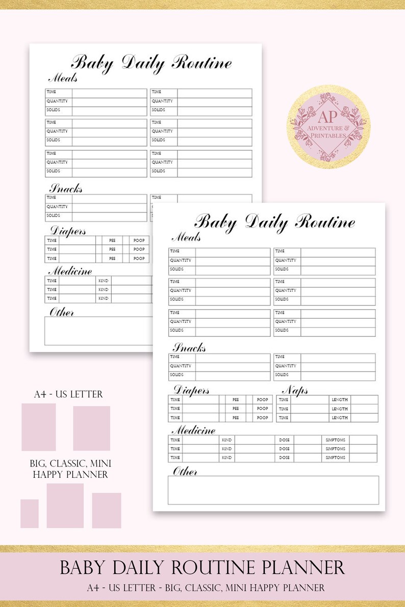 Baby Daily Routine Planner, Baby Eating Schedule, Baby Sleeping ...