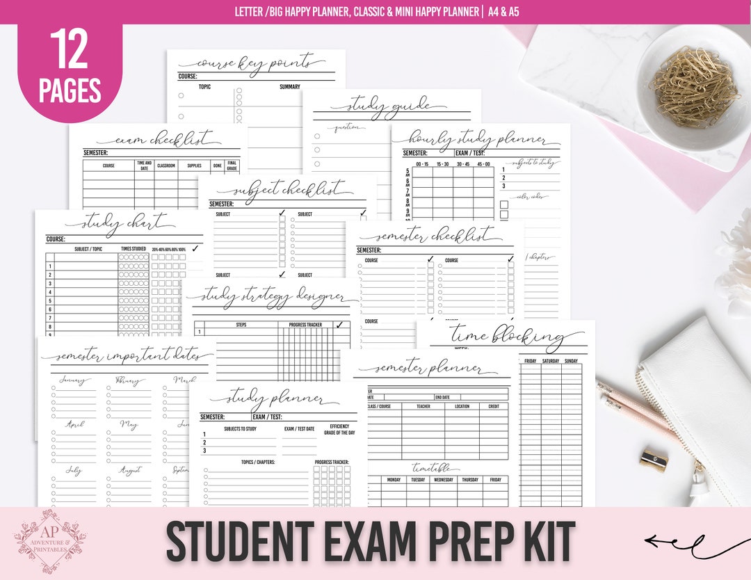 Student Exam Prep Kit, Student Study Planner, Learning Planner, Collage ...