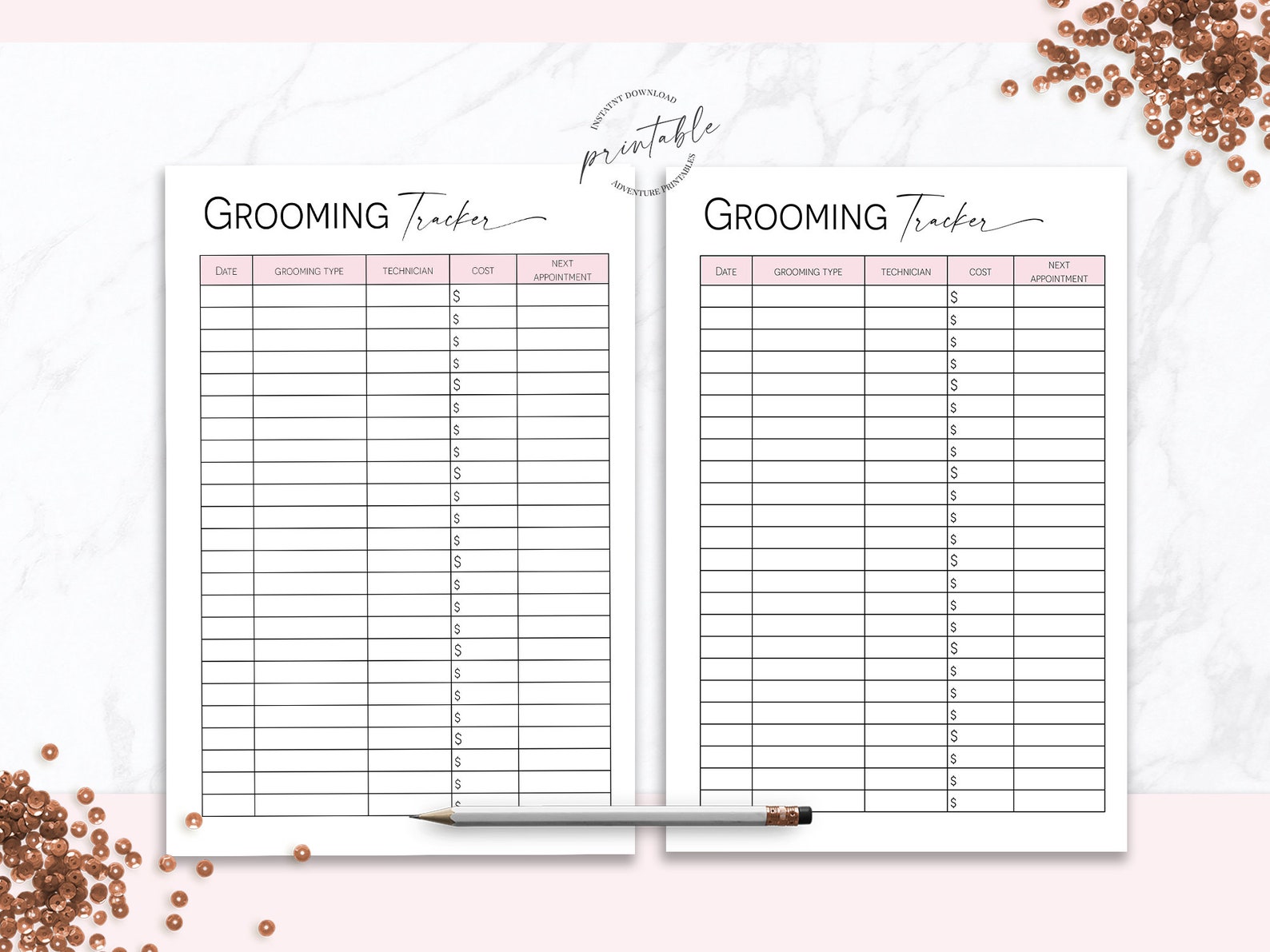 Dog Grooming Tracker, Pet Grooming Schedule, Printable Pet Planner - Etsy