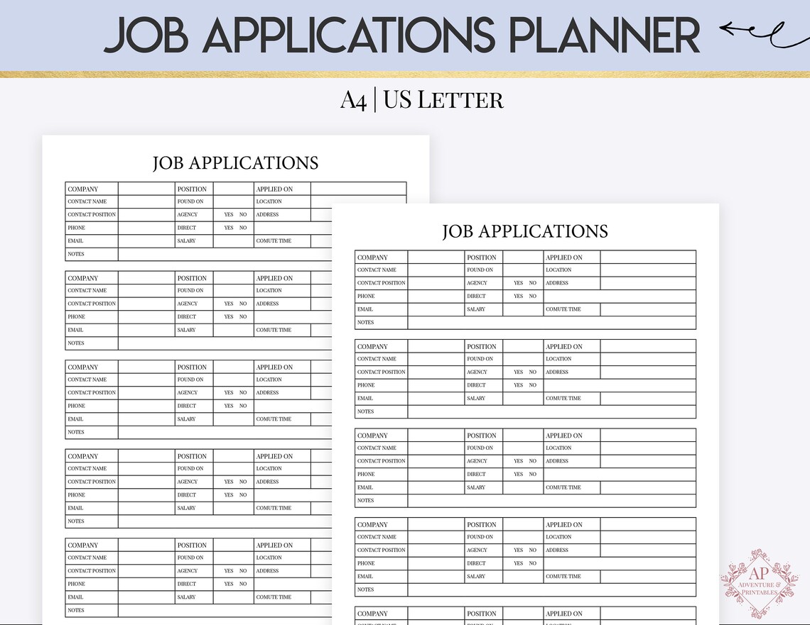 Job Application Planner, Job Applications Tracker, Career Planner - Etsy