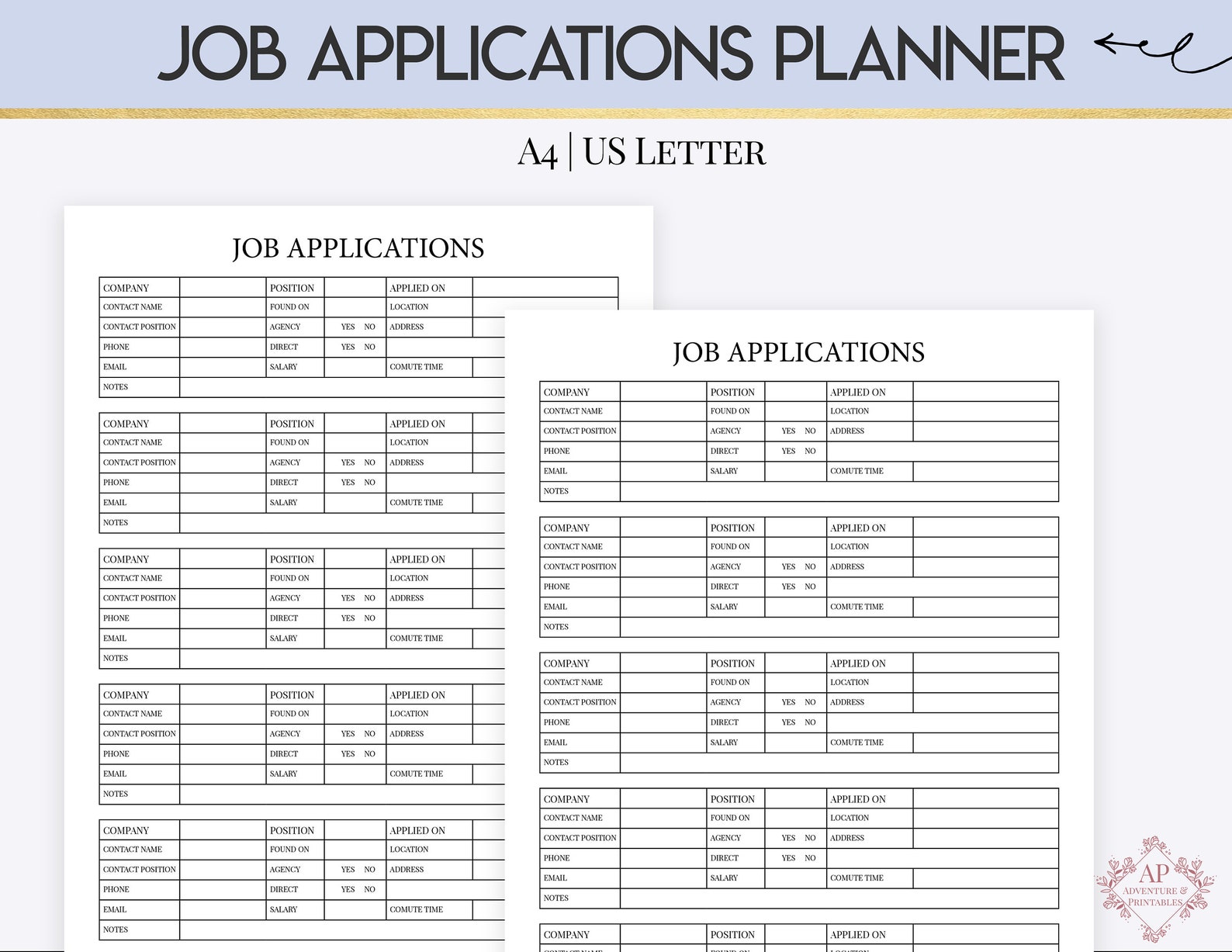 Job Application Planner, Job Applications Tracker, Career Planner - Etsy
