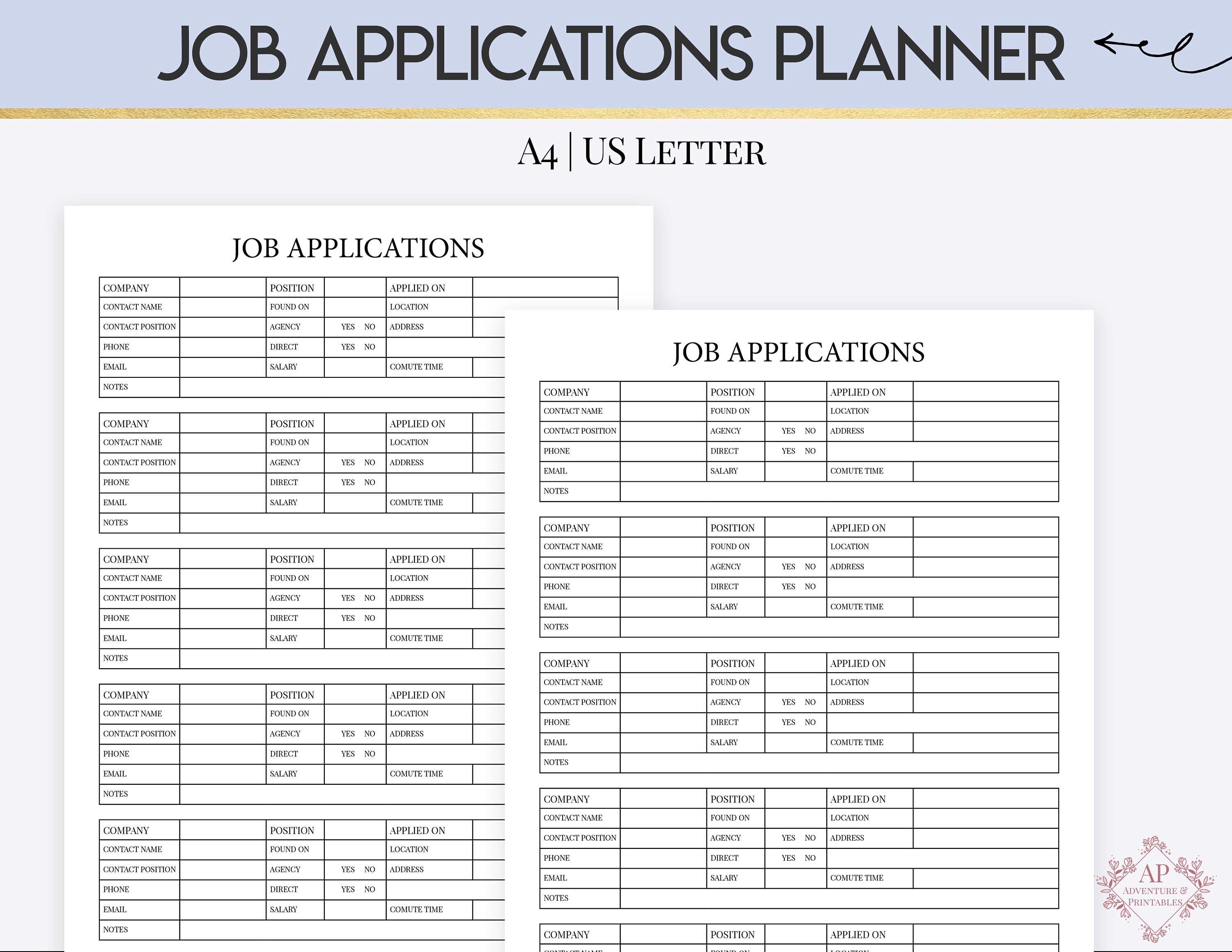 Job Application Planner, Job Applications Tracker, Career Planner - Etsy