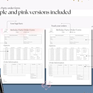Birthday Party Sweets Order Form, Editable Bakery Forms, Cake Order ...