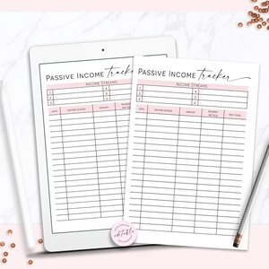 Passive Income Tracker, Monthly Passive Income Printable Page, Income ...