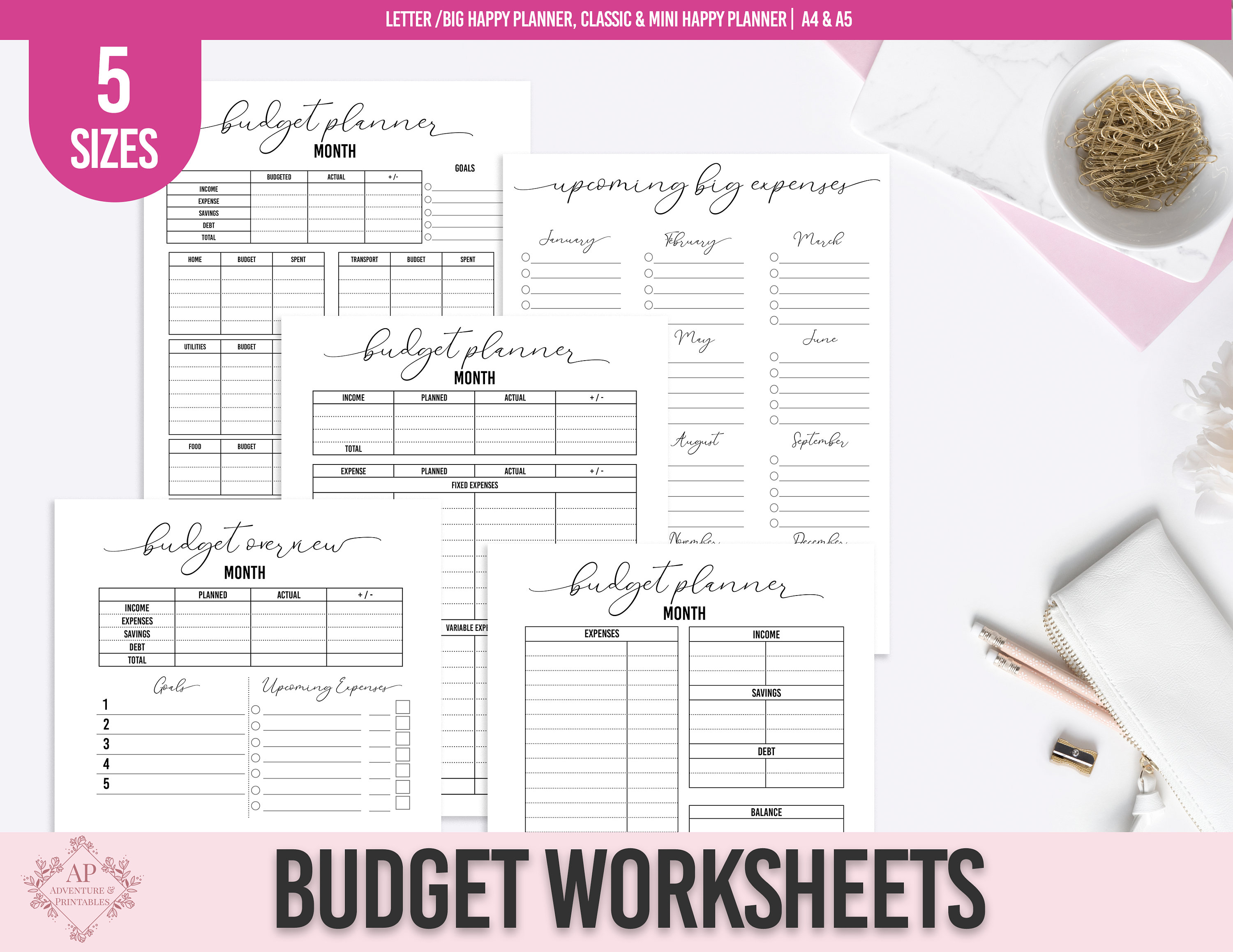 Budget Worksheets, Personal Budget Planner, Monthly Budget Planner ...