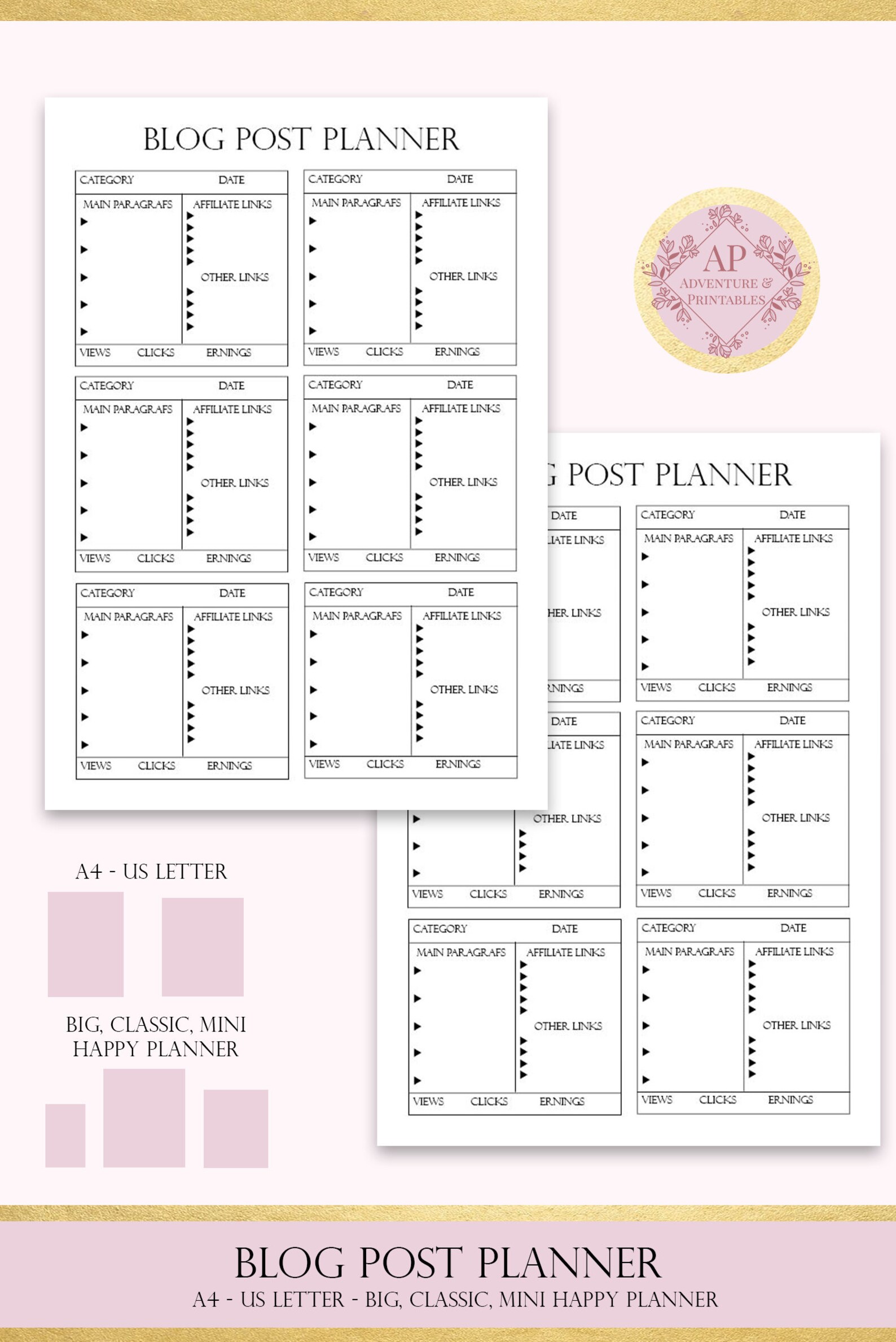 Blog Post Planner, Article Planner, Business Posts Plan, Marketing and ...