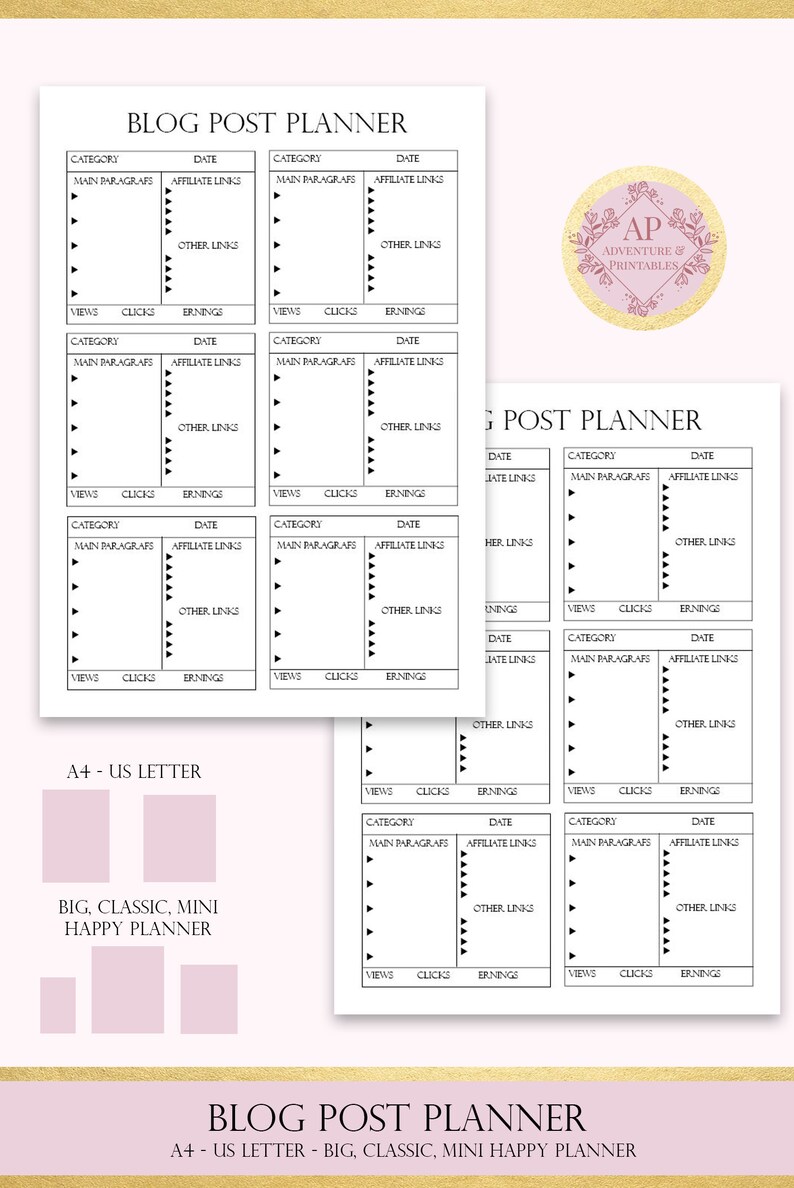 Blog Post Planner, Article Planner, Business Posts Plan, Marketing and ...