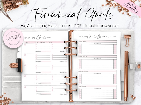 Financial Goals Planner Yearly Finance Planner Financial | Etsy