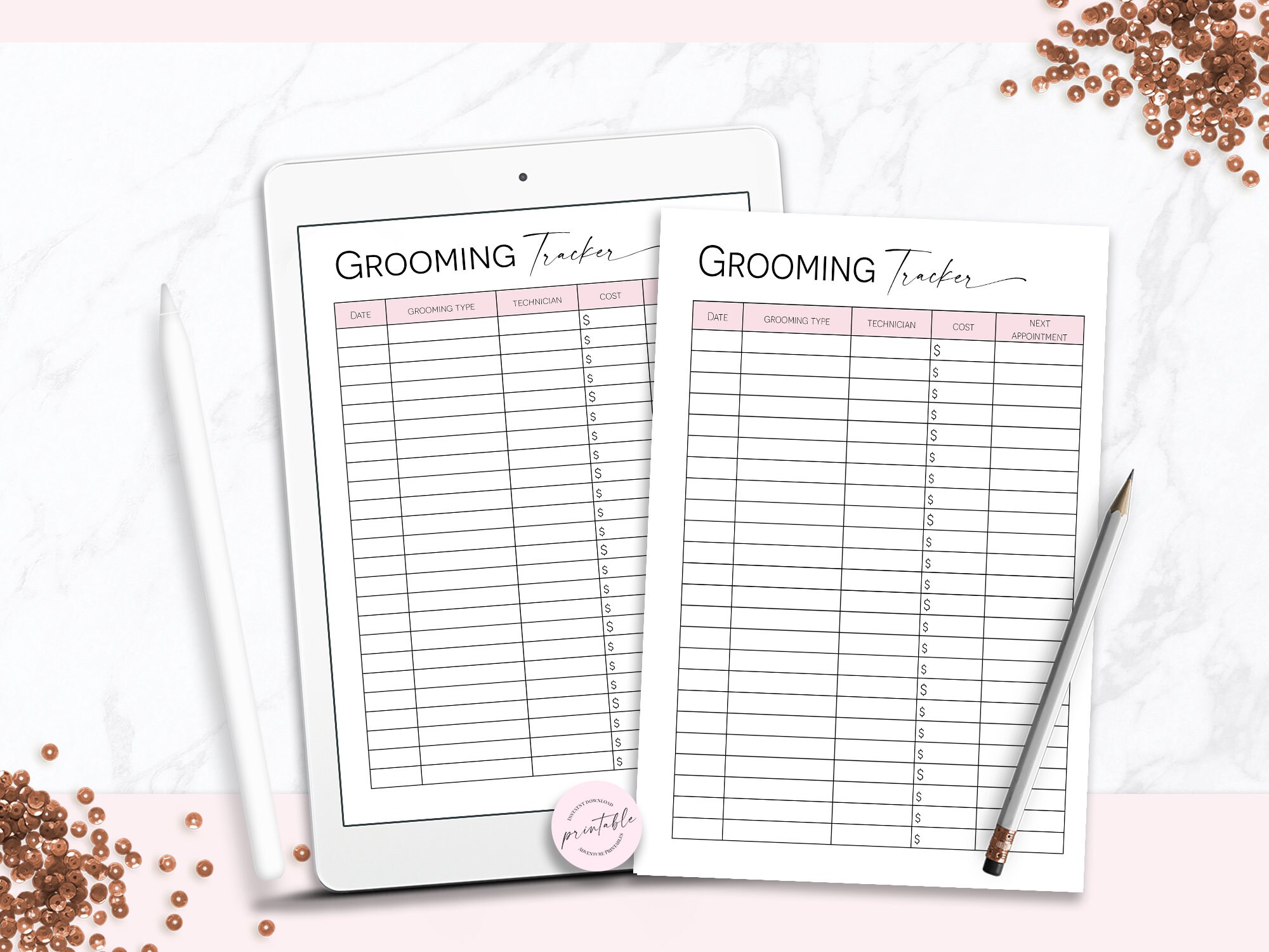 Dog Grooming Tracker, Pet Grooming Schedule, Printable Pet Planner - Etsy