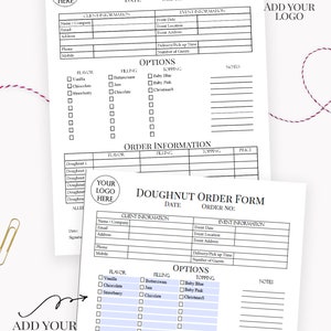 Doughnut Order Form,editable Doughnut Form, Bakery Forms, Baking ...