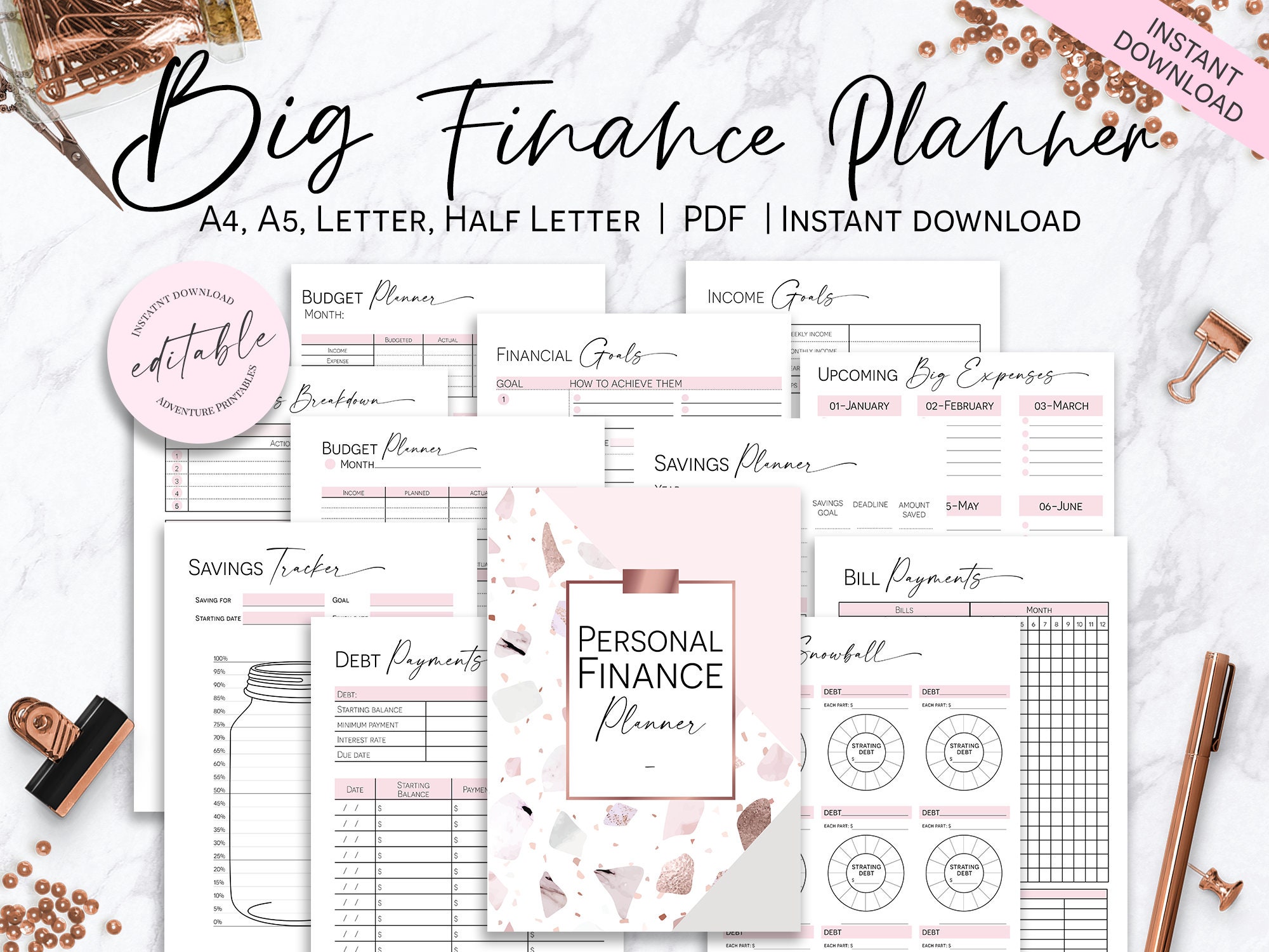 Personal Finance Happy Planner Printable Insert, Finance Planner ...