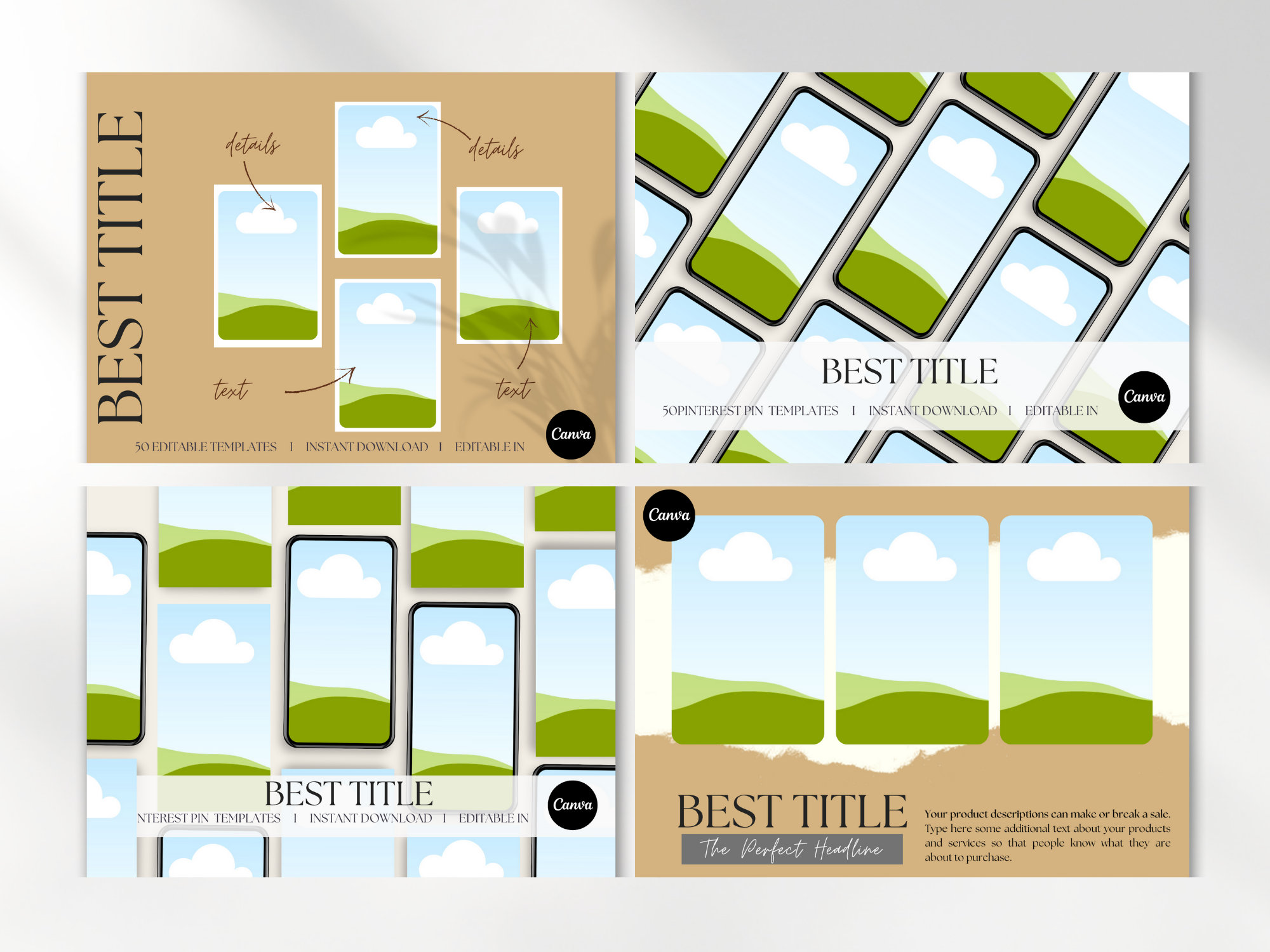 Editable Digital Product Listing Image Templates, Social Media Template ...