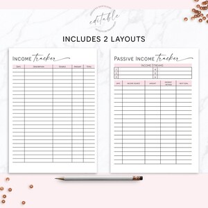 Income Tracker, Passive Income Tracker, Money Log, Paycheck Tracker ...