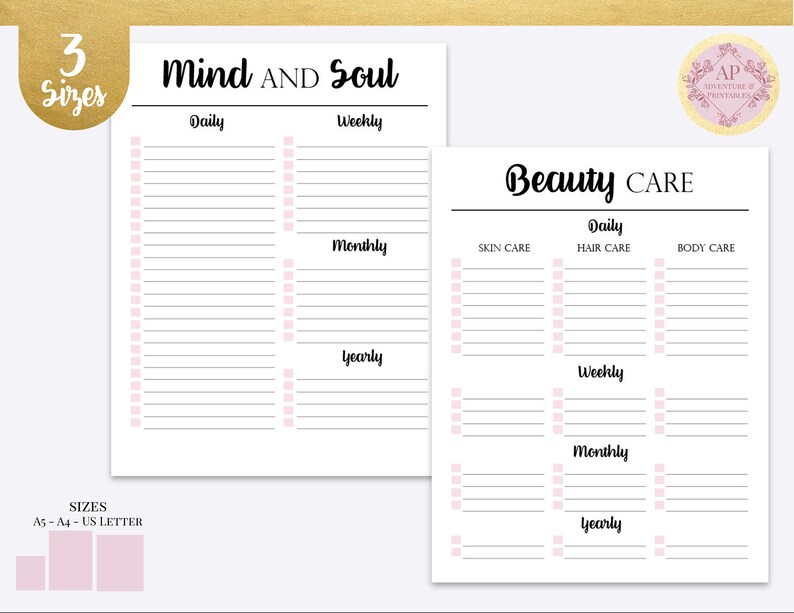 Self Care Routine, Beauty Routine Planner, Mental Health Planner, Mind ...