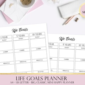 Life Goals - Printable Classic Happy Planner Page, Life Planner, Long ...
