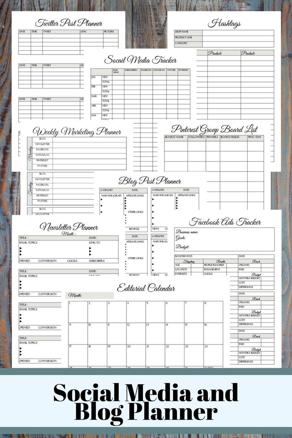 Marketing and Social Media Planner Social Media Printable | Etsy