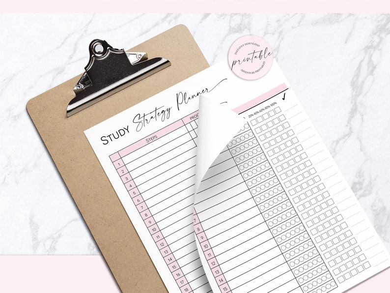 Study Chart and Study Strategy Planner, Student Study Planner, Student ...