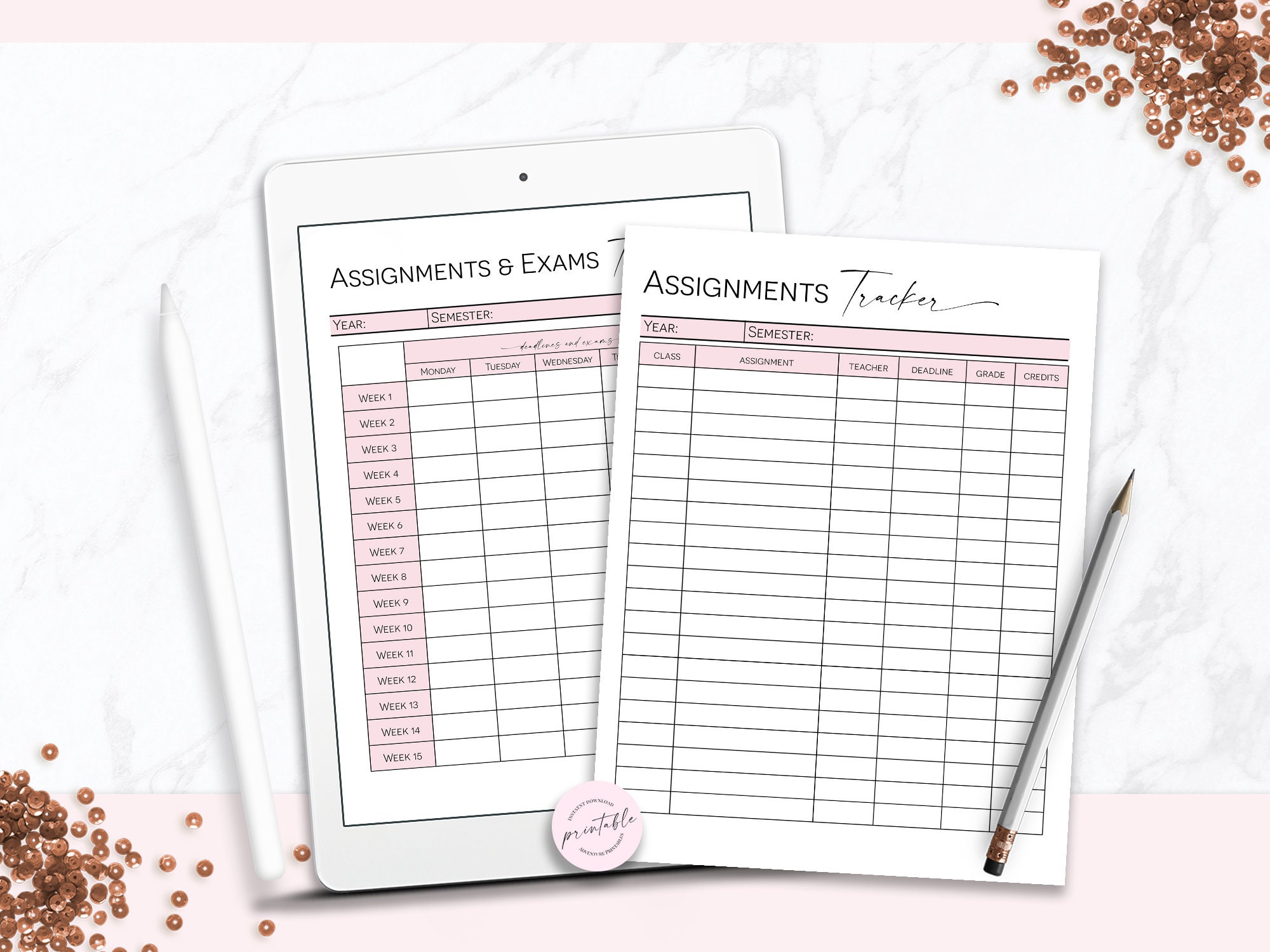 Assignments Ans Exams Tracker, Student Exam Preparation List, Semester ...