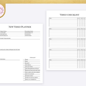 Youtube Video Checklist, Youtube Video Planner, Video Ideas List - Etsy