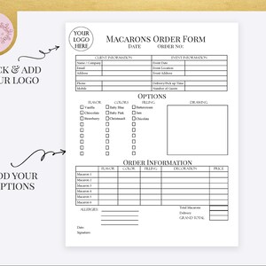 Macarons Order Form Editable Bakery Forms Sweets Order Form | Etsy