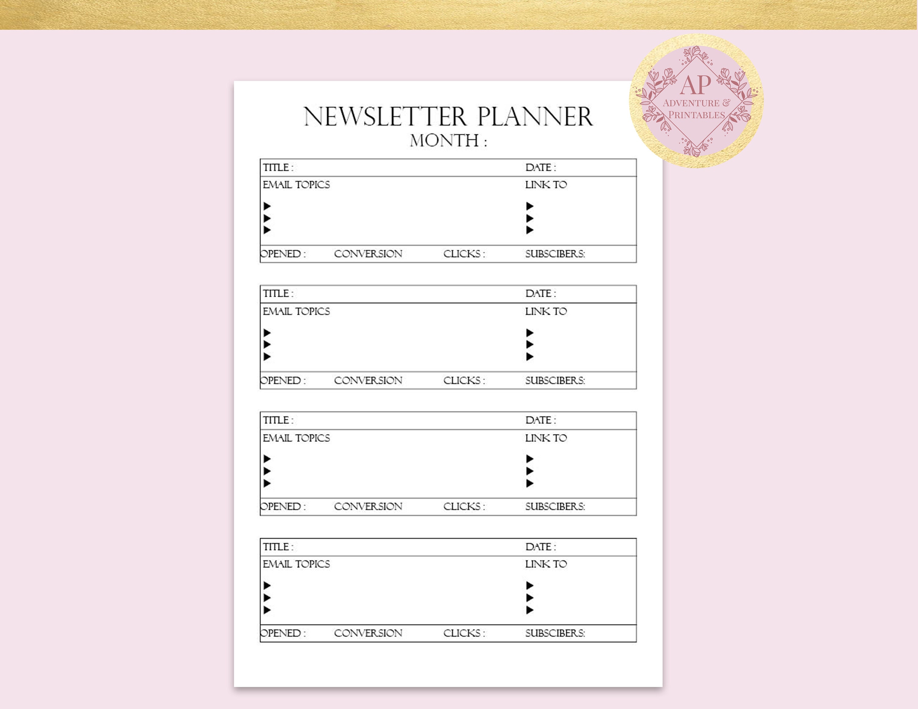 Newsletter Planner, Email Marketing Printable Planner, List Building ...