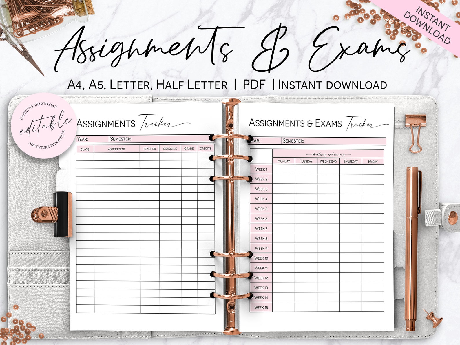 Assignments Ans Exams Tracker, Student Exam Preparation List, Semester ...