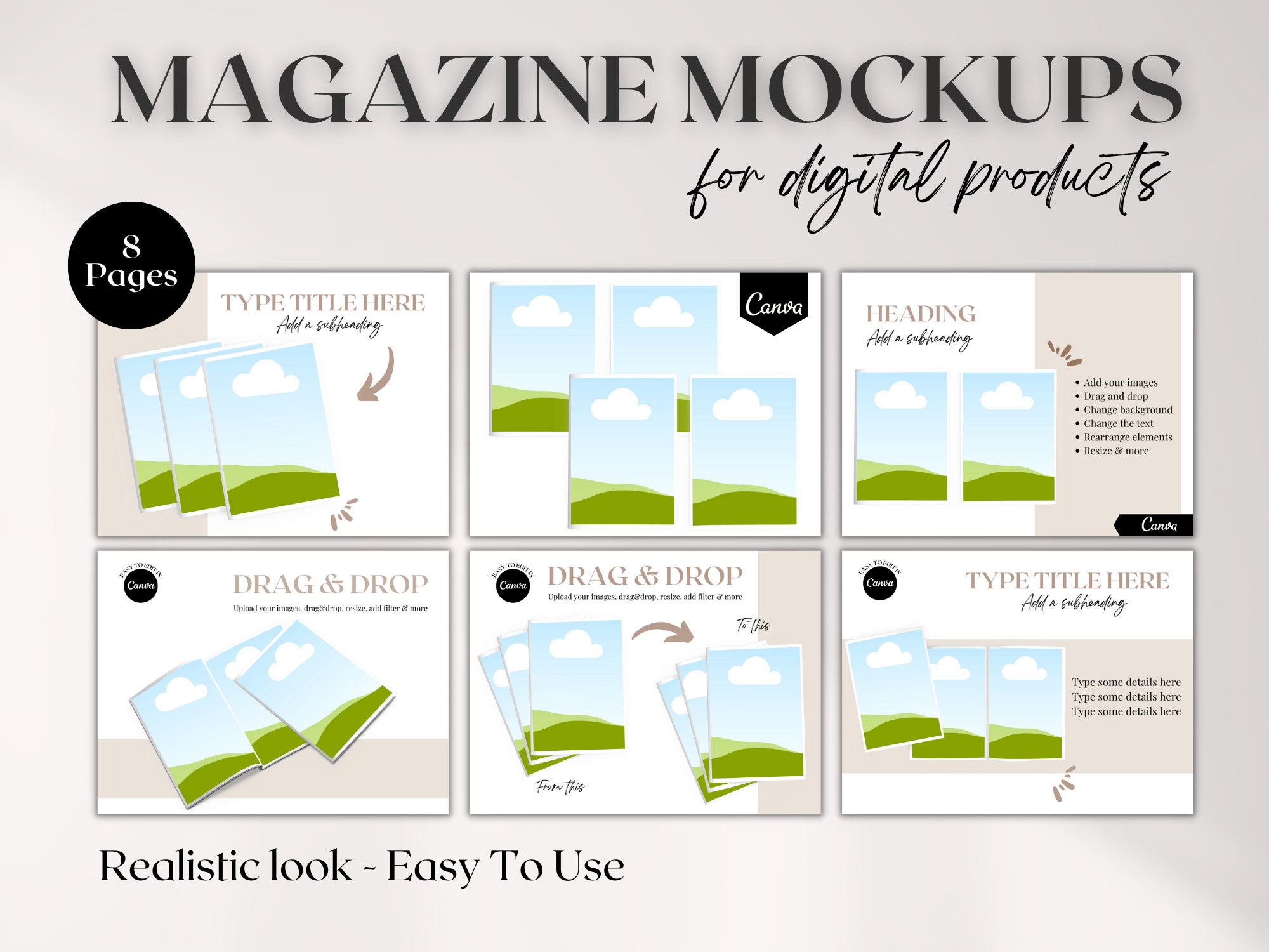 Magazine Mockup Canva Template, Canva Magazine Mockups, Ebook Mockup ...