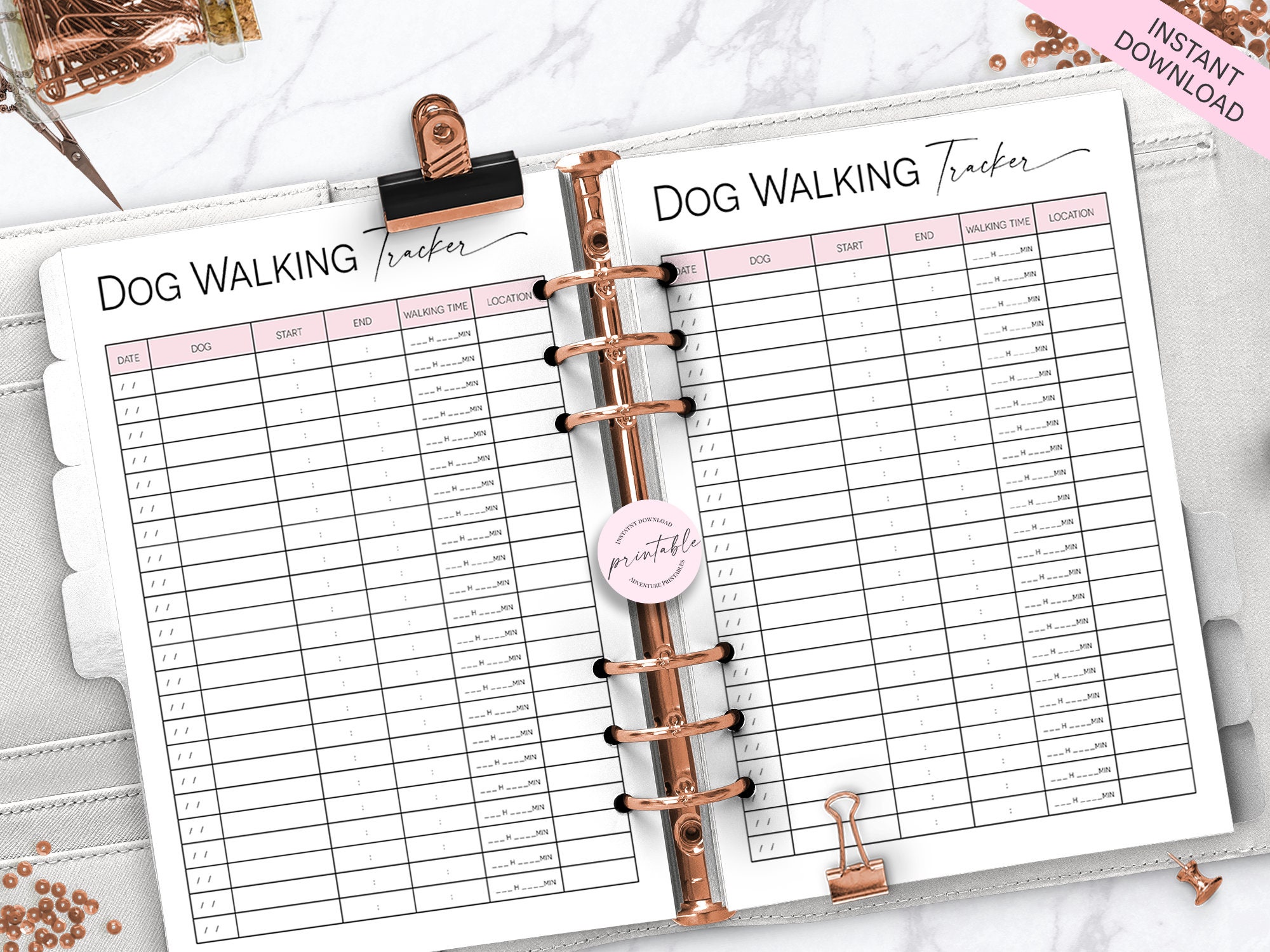 Dog Walking Tracker Dog Walking Schedule Pet Walking - Etsy