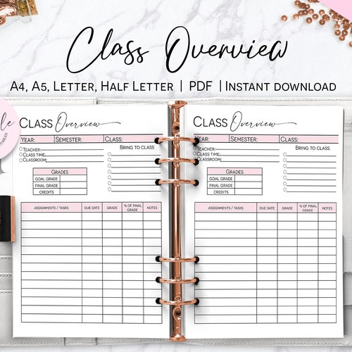 Class Overview Planner Semester Class Overview Collage - Etsy