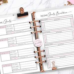 Income Goals Tracker, Yearly Income Planner Insert, Income Goals ...