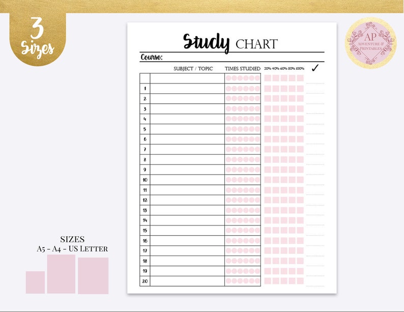 Study Chart Ans Study Strategy Planner Student Study Planner Etsy Study Chart Ans Study Strategy Planner Student Study Planner Etsy