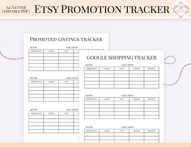 Etsy Promotion Tracker Editable Etsy Promoted Listing and - Etsy
