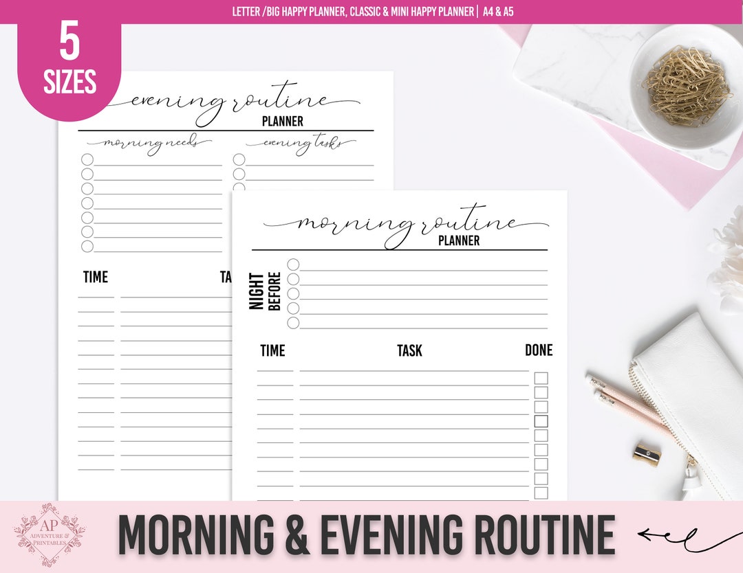 Morning Routine and Evening Routine Planner, Daily Routine Planner ...