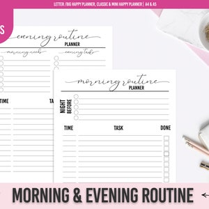 Morning Routine and Evening Routine Planner, Daily Routine Planner ...