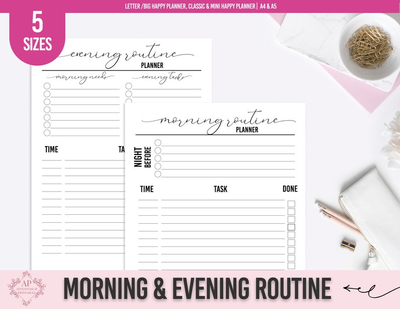 Morning Routine and Evening Routine Planner Daily Routine | Etsy