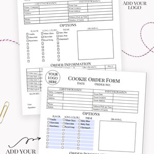 Custom Cookie Order Form, Bakery Forms, Cookie Order Form, Baking ...