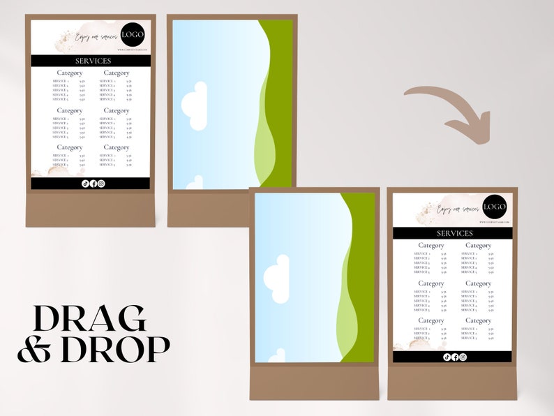 Table Menu Canva Mockup Template, Realistic Menu Mockups, Standing ...
