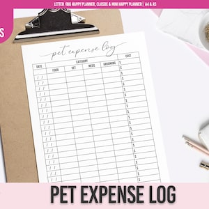 Pet Expense Tracker, Pet Expenses Log, Pet Cost Tracker, Printable Happy Planner Insert - Etsy