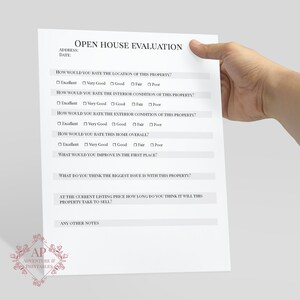 Open House Evaluation Form,open House Questionnaire, Pink Real Estate ...