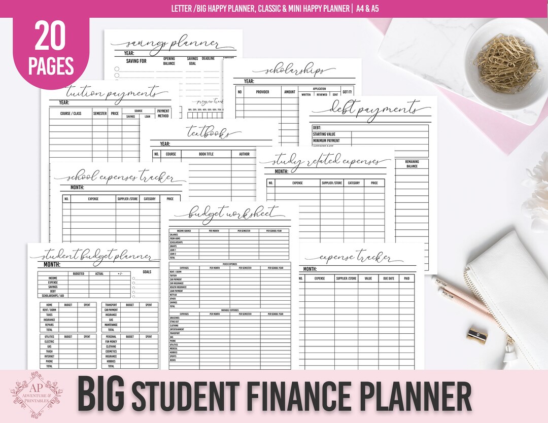 Student Finance Planner, Student Planner, Student Money Management - Etsy