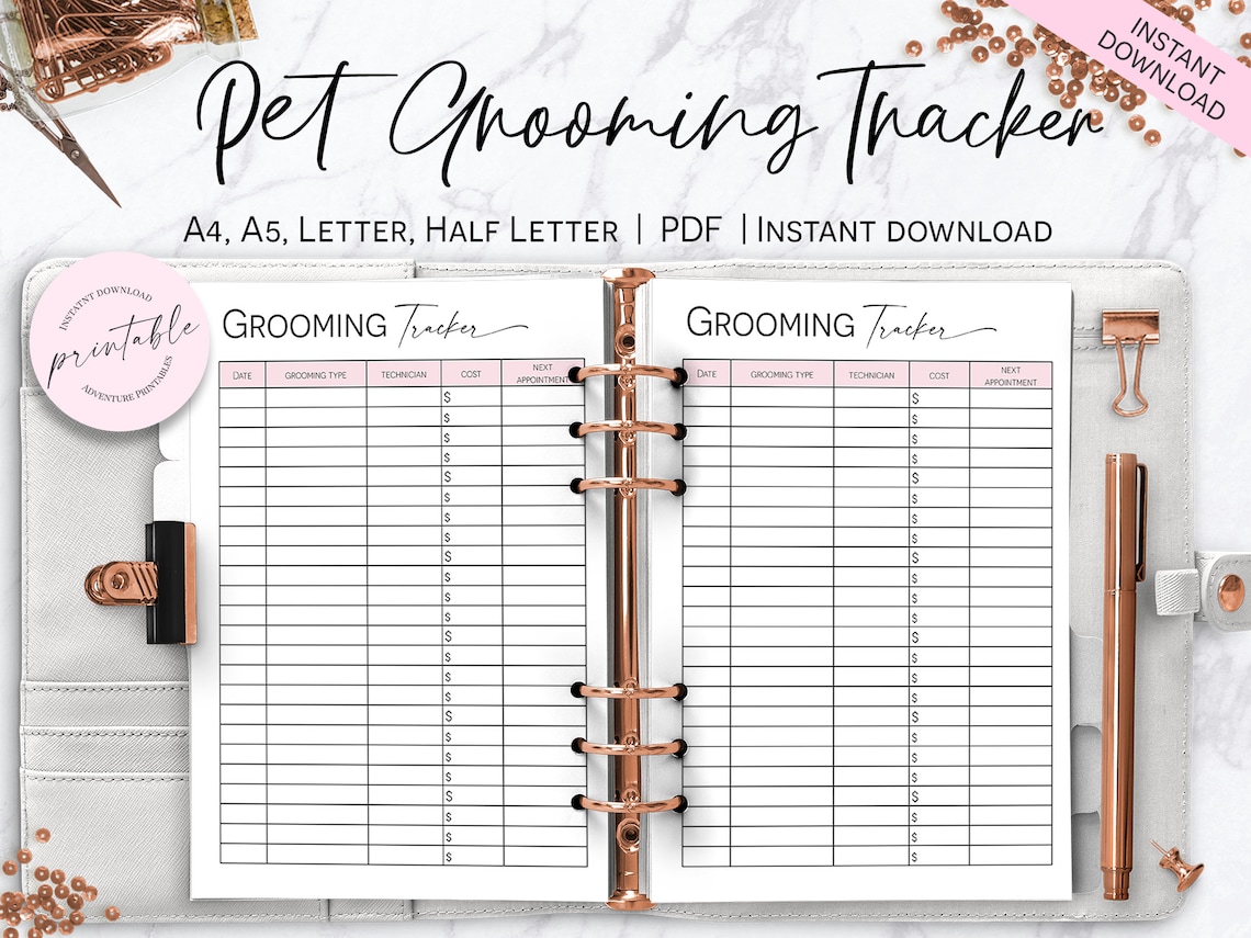 Dog Grooming Tracker, Pet Grooming Schedule, Printable Pet Planner - Etsy