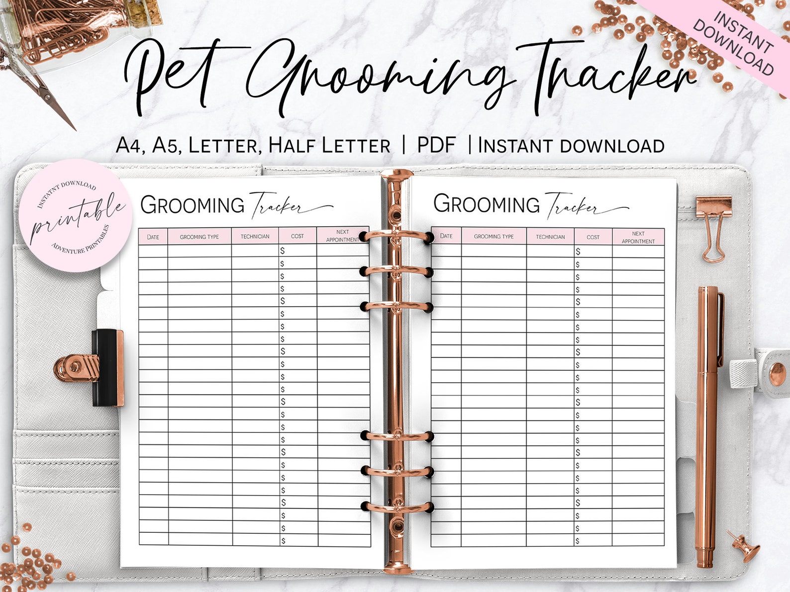 Dog Grooming Tracker, Pet Grooming Schedule, Printable Pet Planner - Etsy