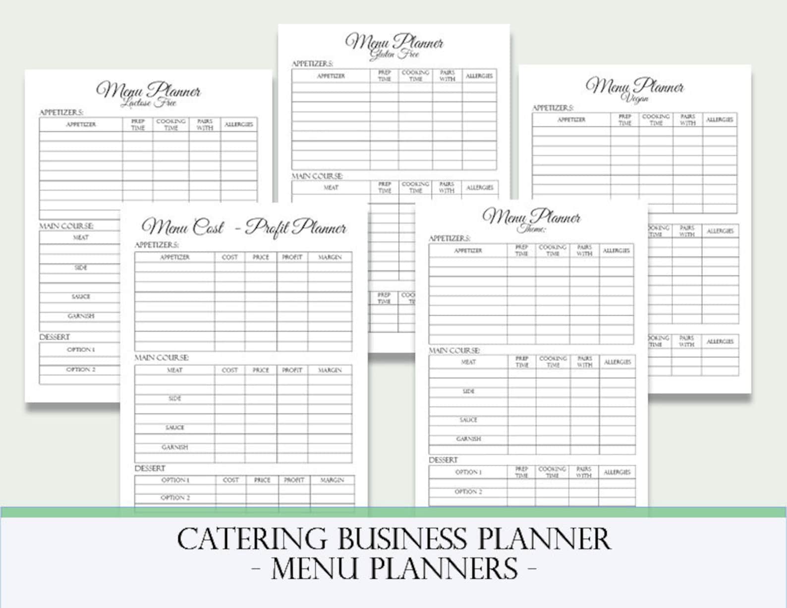 Catering Business Planner, Small Business Planner, Editable Catering ...