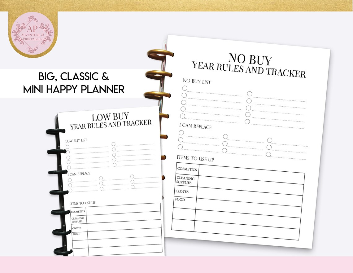 No Buy and Low Buy Rules Planner Minimalism Planner Savings | Etsy