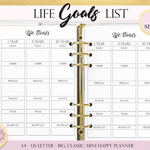 Life Goals - Printable Classic Happy Planner Page, Life Planner, Long ...