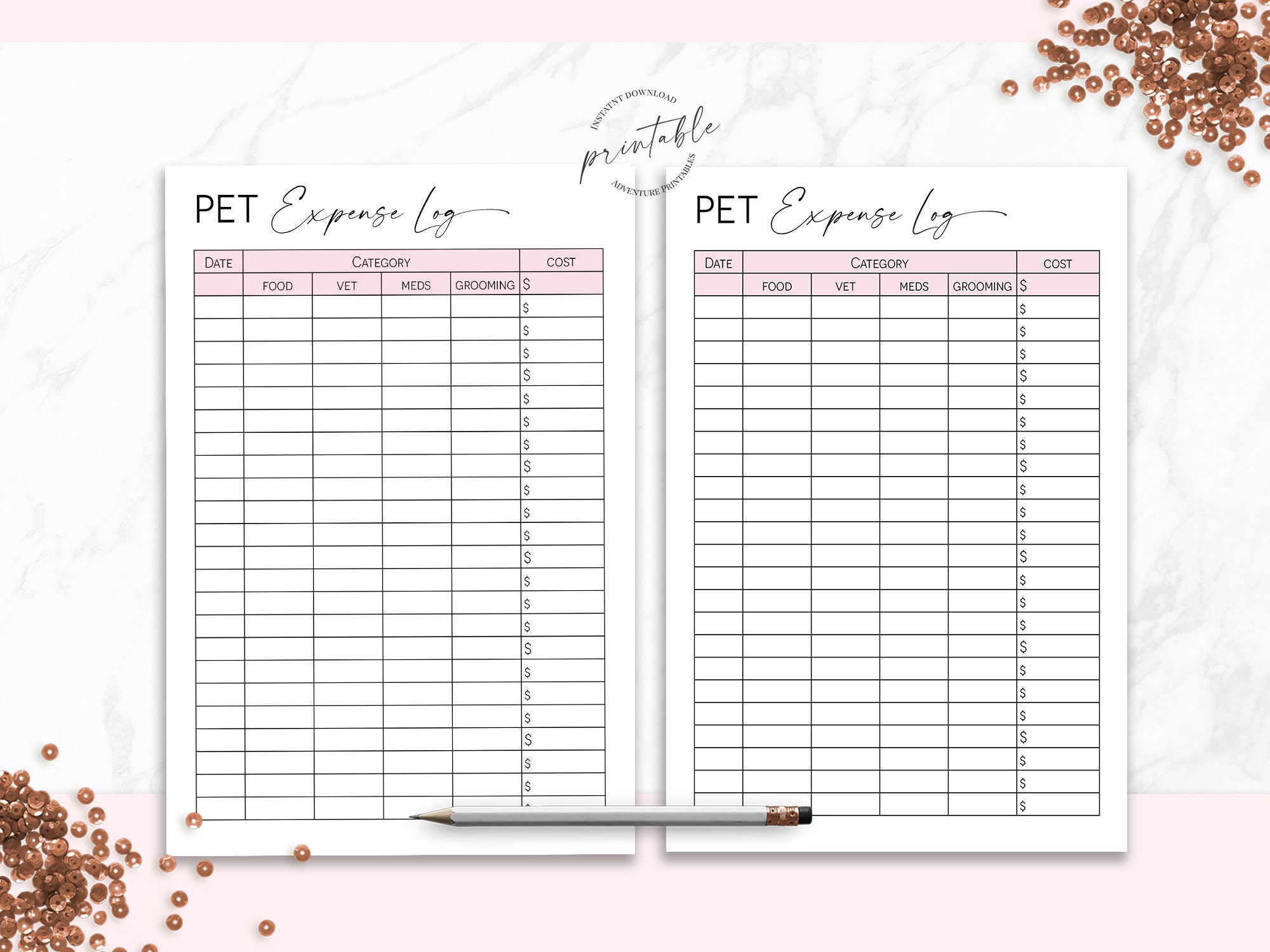 Pet Expense Tracker, Pet Expenses Log, Pet Cost Tracker, Printable ...
